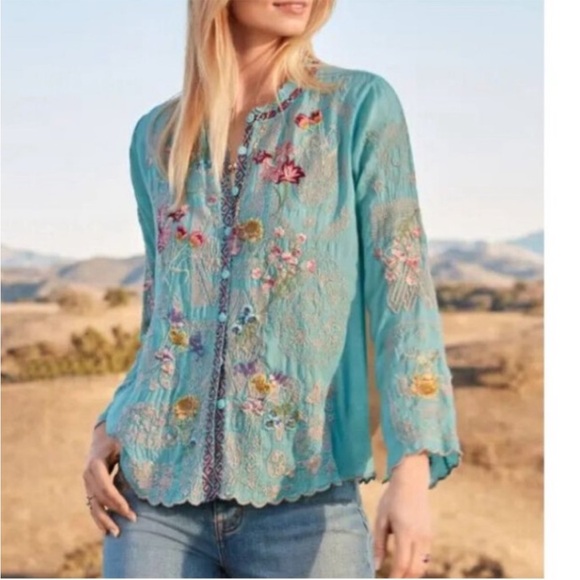 Johnny Was | Tops | Johnny Was Allbee Embroidered Floral Geometric ...
